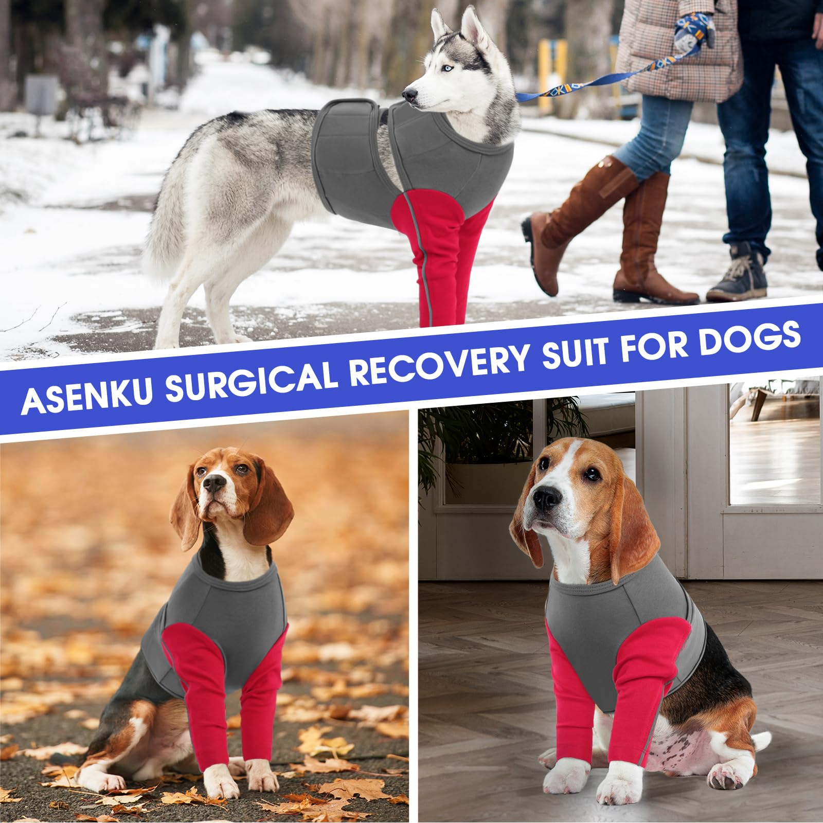 ASENKU Professional Recovery Suit for Dogs, Soft Breathable Front Legs Recovery Sleeve to Stop Licking, Female & Male Dog Leg & Elbow Protector for Wounds, Adjustable Dog Cone E-Collar Alternative