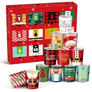 zhanmai 12 days novelty advent calendar candles 2024 twelve days of christmas votive candles with countdown box 1.6 oz scented glass filled votives for xmas christmastide holiday gift