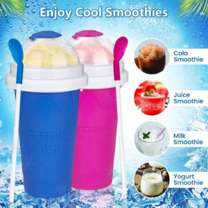 Slushy Maker Cup 2 Pack, DIY Magic Quick Frozen Slushie Cup, Cooling Cup, Slushy Cup, Cool Stuff, Double Layer Portable Smoothie Squeeze Cup for Juices, Milk and Ice Cream Make