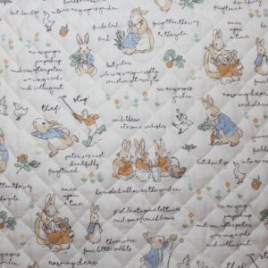 Pre Quilted Diamond Cotton Fabric by The Yard Single Face 44" Wide, Making for Padded Jacket, Interlinings Fabric (Peter Rabbit)