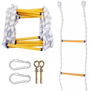 wdfyj emergency fire escape ladder flame resistant safety rope ladder with hooks， fast to deploy & easy to store withstand weight up to 2000 pounds(16f/5m)