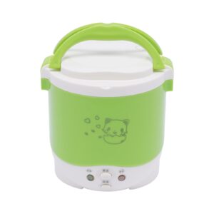 Portable Travel Rice Cooker For Car, 12V 1 Cup Mini Rice Cooker Steamer with Non Stick Pot, 0.26gal Electric Rice Cooker, Keep Warm 2h (Green)