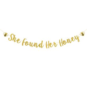 talorine she found her honey banner, bee bridal shower decorations, honey bee bride to bee bridal shower engagement wedding bachelorette party supplies,gold glitter