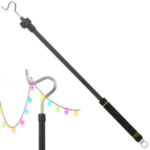 ueghns clothes hanger reaching hook, clothing pole reach hook telescopic 36-62inch easy storage and lightweight s-hook hang christmas lights pole heavy duty sturdy and durable.