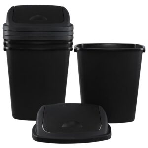 nesmilers 4 packs 70 l/18.5 gallon large swing top trash can, outdoor garbage bin with lid, black