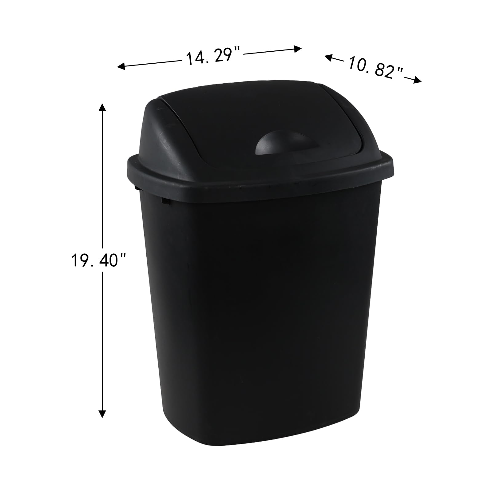 Julyeen 4 Pack Swing Top Trash Can, 6 Gallon Plastic Garbage Bins with Swing Lid, Black