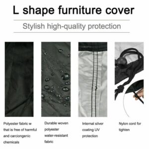 Hperu Garden Sofa Cover Case Patio Furniture Cover L-Shaped Sectional Sofa Cover Waterproof Dustproof Furniture Protection Corner Sofa Cover for Outdoor Indoor Veranda