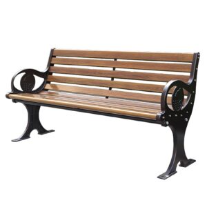 yllsmgs outdoor bench cast aluminium with slatted seat and dolphin-shaped chair legs metal outside bench for lawn, balcony(180cm/71in)