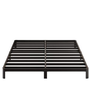 Lutown-Teen 7 Inch Low Queen Bed Frame with Rounded Corner Legs, 2000 LBS Heavy Duty Metal Slats Support Queen Platform Bed Frame No Box Spring Needed, Easy Assembly, Black