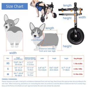 COCEQUC Dog Wheelchair for Back Legs,Adjustable Pets Cart with Wheels for Back Legs,Dog Leg Brace and Hip Support, Assist Small Pets with Paralyzed Hind Limbs to Recover Their Mobility