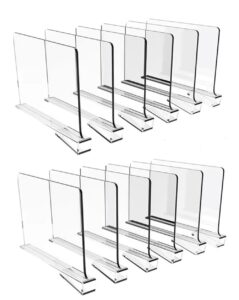 generic set of 12 acrylic shelf dividers - clear, stylish, durable organizers for closet, towel, and home storage - practical, stylish, and functional shelf dividers, sa001