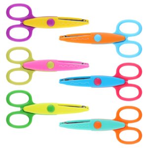 6 pairs of decorative edge scissors, zig zag scissors, craft scissors for diy lovers, safety scissors for decorative paper cutting, diy, photo trimming, scrapbook, children's intelligence development