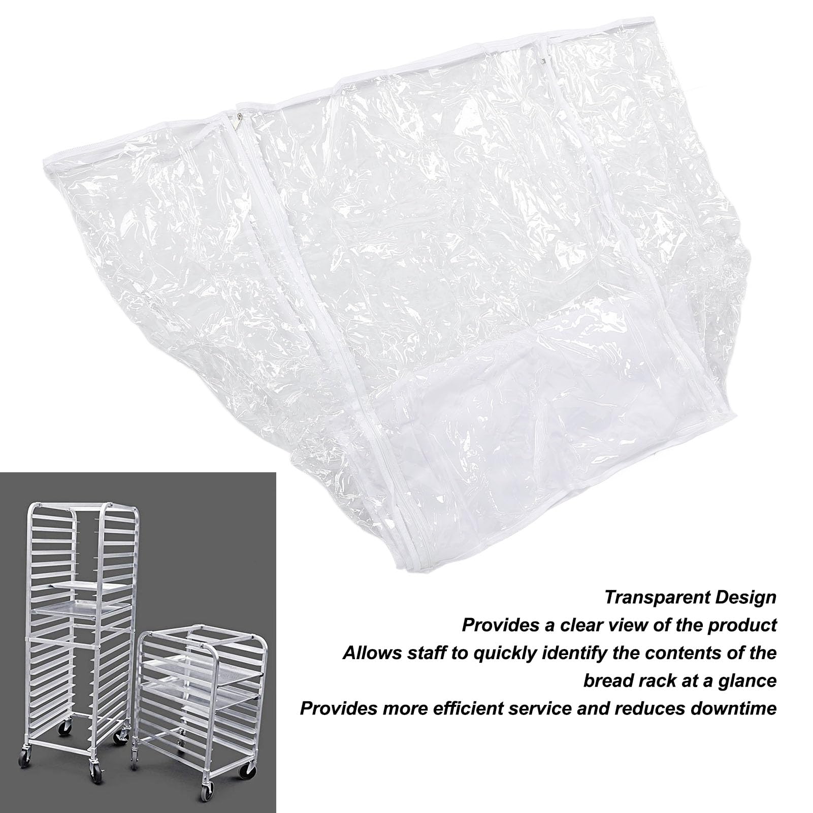 Pan Rack Cover, Bun Pan Rack Cover, Waterproof and Dustproof Bread Rack Cover, Transparent Foldable Foodservice Bread Rack Cover for Home Kitchen Restaurant Bakery (10 Tier)