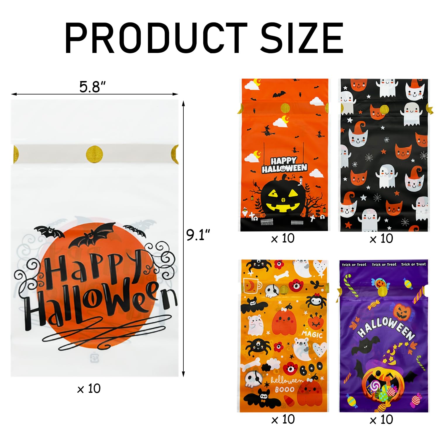 AouEtnay 50 Pcs Halloween Drawstring Candy Bags Halloween Treats Bags Goodie Bags, Trick or Treat Bags, Cookie Bags for Halloween Party Favors Supplies