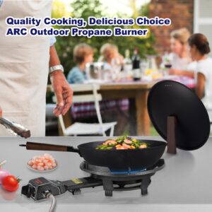 ARC Outdoor Propane Burner Stove, 13" Single Propane Burner and Carbon Steel Wok, Portable Propane Burner With Adjustable Regulator And Stainless Steel Hose, Great For Outdoor Wok Burner