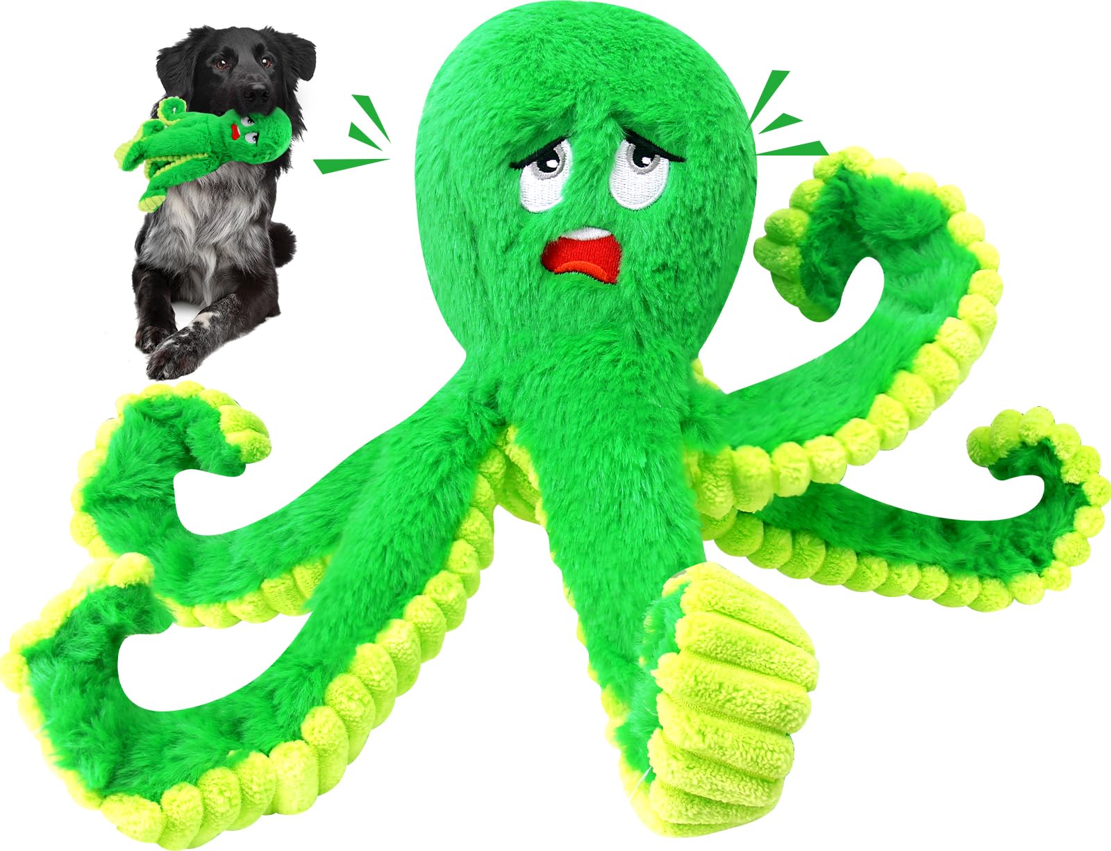 loncoldy Squeaky Dog Toys for Large Dogs, Plush Dog Toys to Keep Them Busy, Large Dog Toys for Aggressive Chewers, Crinkle Dog Toy, Tug of War Octopus Dog Toy for Large Medium Small Dogs