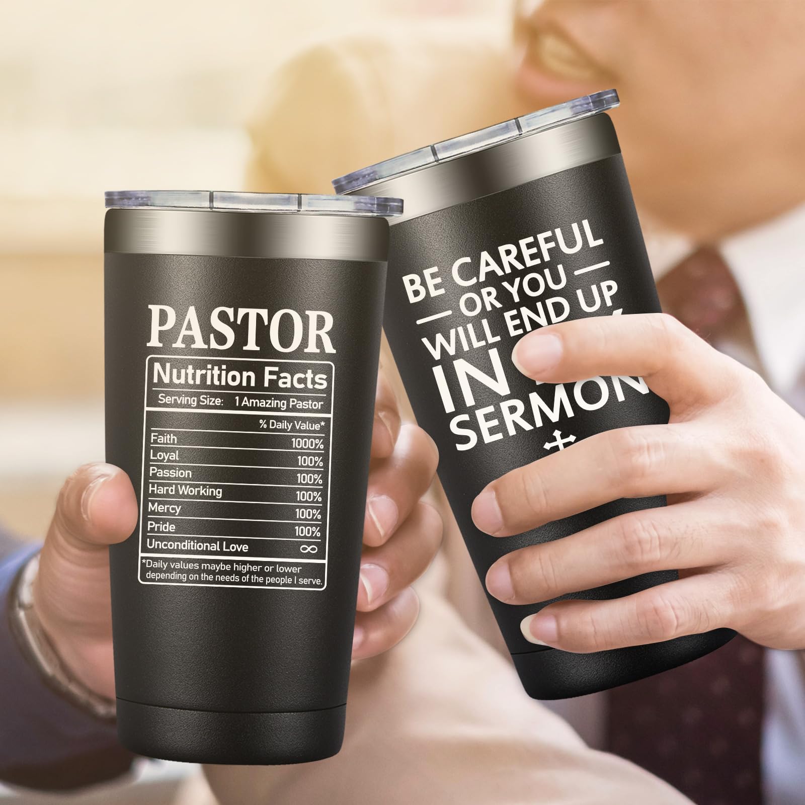 Grifarny Pastor Appreciation Gifts - Pastor Gifts for Men, Women - Thank You, Christmas Gifts for Pastor - Be Careful or You Will End up in My Sermon Pastor Tumbler Cup 20oz