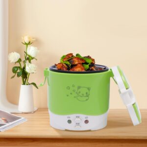 Portable Travel Rice Cooker For Car, 12V 1 Cup Mini Rice Cooker Steamer with Non Stick Pot, 0.26gal Electric Rice Cooker, Keep Warm 2h (Green)