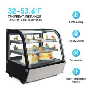 ROVSUN 4.2 Cu.Ft Refrigerator Display Case ETL NSF Certified, Commercial Countertop Display Refrigerator Refrigerated Display Case w/LED Air-cooling Auto Defrost Rear Sliding Doors for Cafe Restaurant