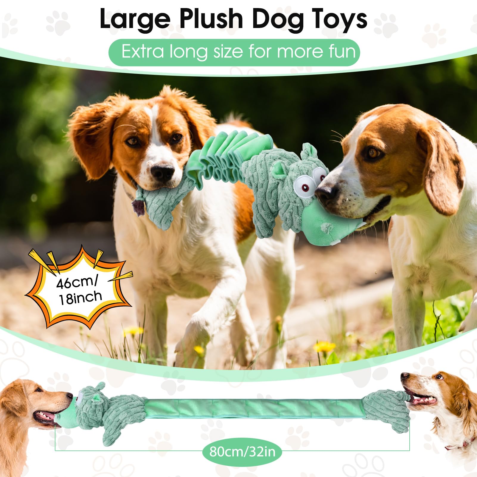 Large Squeaky Dog Toys and Interactive Dog Tug-of-War Toy, Tough Plush Dog Toy, Cute Puppy Toys, Pet Chewable Toys Plaything for Small Medium and Large Dogs