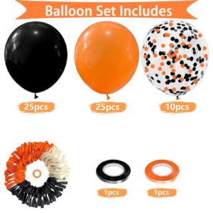 Halloween Balloons Black Orange Balloons, 60Pcs 12inch Latex Orange Black Balloon and Confetti Balloon for Halloween Birthday Party Decorations Anniversary Graduation Decoration