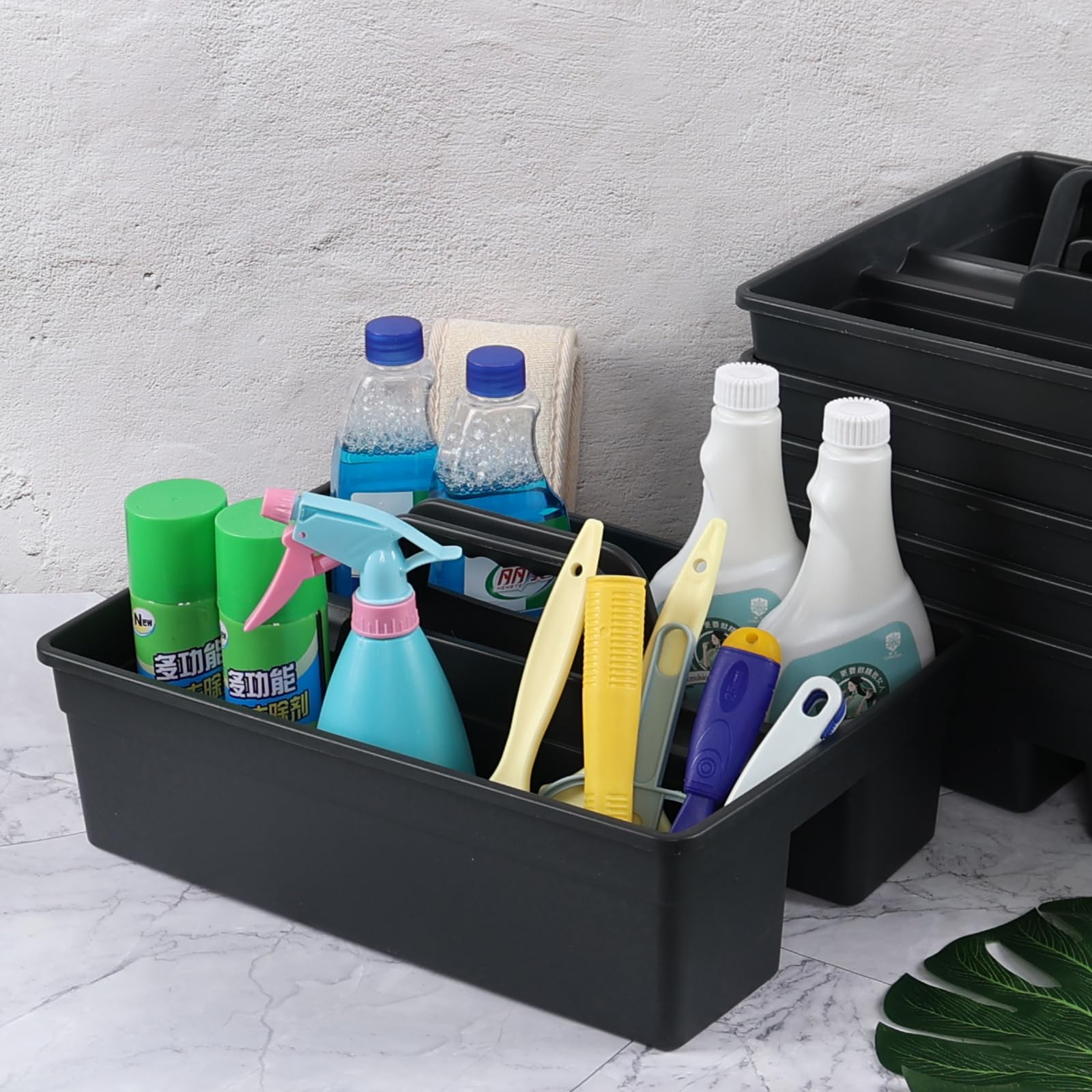 Utiao 6-Pack Plastic Cleaning Caddy Organizer with Handle, Carry Caddy for Cleaning Products