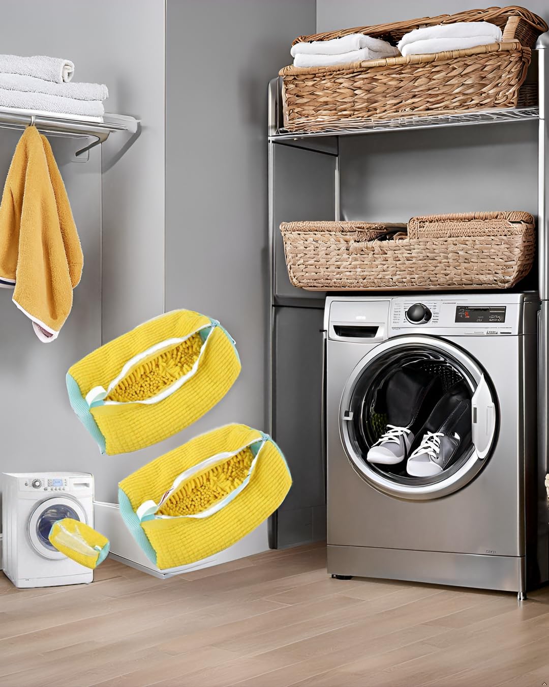 2-Packs Shoe Washing Bag for Washing Machine (yellow)