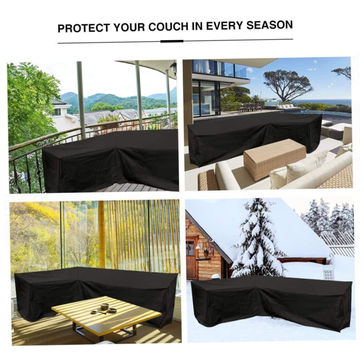 Hperu Garden Sofa Cover Case Patio Furniture Cover L-Shaped Sectional Sofa Cover Waterproof Dustproof Furniture Protection Corner Sofa Cover for Outdoor Indoor Veranda