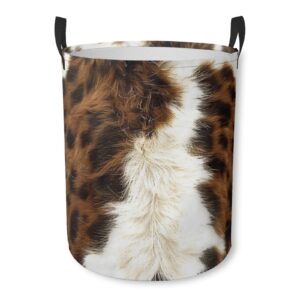 laundry basket brown cow print collapsible laundry hamper with handles clothes storage bin for household bedroom bathroom college dorms