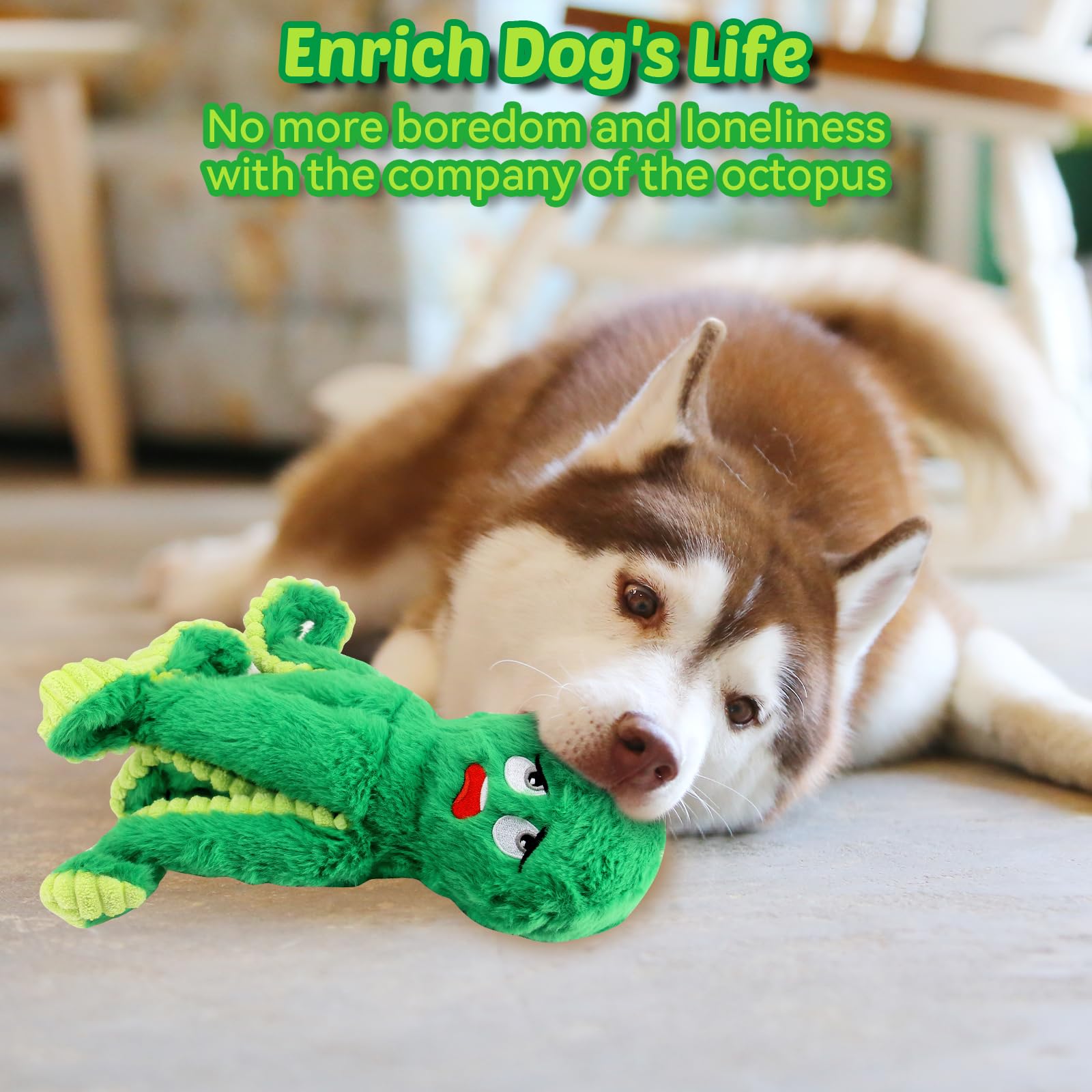 loncoldy Squeaky Dog Toys for Large Dogs, Plush Dog Toys to Keep Them Busy, Large Dog Toys for Aggressive Chewers, Crinkle Dog Toy, Tug of War Octopus Dog Toy for Large Medium Small Dogs