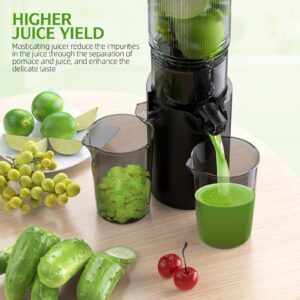 Cold Press Juicer, Slow Masticating Juicer with "6.1" Extra Large Feed Chute Fit Whole Fruits & Vegetables, Juicer Machines with 2 Cups, Easy to Clean and High Juice Yield