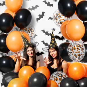 Halloween Balloons Black Orange Balloons, 60Pcs 12inch Latex Orange Black Balloon and Confetti Balloon for Halloween Birthday Party Decorations Anniversary Graduation Decoration