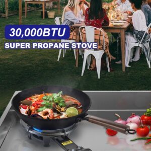 ARC Outdoor Propane Burner Stove, 13" Single Propane Burner and Carbon Steel Wok, Portable Propane Burner With Adjustable Regulator And Stainless Steel Hose, Great For Outdoor Wok Burner