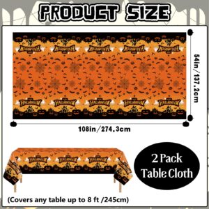 hapray 2 Pack Halloween Plastic Tablecloths for Rectangle Tables, Waterproof Disposable Party Table Cloths, Table Covers for Decorations, Tablecover 54" x 108"