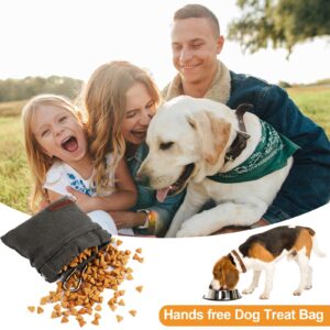 VZZNN 2PC Dog Treat Pouch,Dog Training Treat Reward Bag,Portable Puppy Hand Free Dog Walking Bag,Auto Closing Dog Food Dispenser,Behavior Aids for Puppy Travel or Outdoor(Green Khaki)