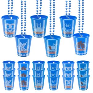 sunkim 18 pcs beer festival shot glass on beaded necklaces beer festival plastic shot glass necklaces beer festival cups for bavarian german beer festival,6 styles