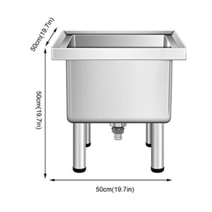 Stainless Steel Mop Sink Floor Mount Mop Service Basin, Commercial Heavy Duty Shop Sink Balcony Utility Sink Wash Station Laundry Tub