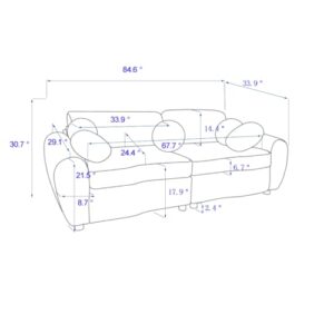 Deap Seat Curved Modular Sectional Sofa Teddy Fleece Upholstered Cloud Couch with 5 Decorative Throw Pillows,Modern Luxury 3-Seat Boucle Leisure Sofá with Solid Wood Legs for Living Room Office