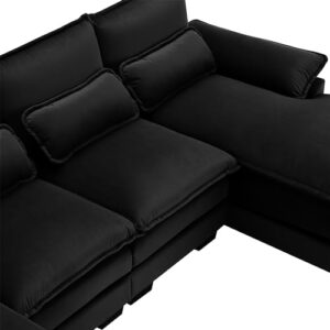 U-Shaped Symmetrical Modular Sectional Sofa Couch Velvet Upholstery Cloud Cushions Deep Seat Sleeper Sofa&Couch W/Wide Chaises and 4 Pillows for Living Room