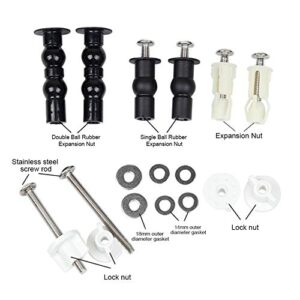 Universal Toilet Seat Bolt and Screw Set, Heavy Duty Toilet Seat Hinge Bolts, Metal and Rubber Washers, Replacement Parts for Top Mount Toilet Seat Hinge