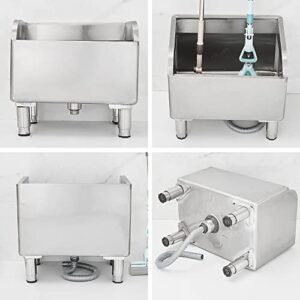 Free Standing Utility Sink Mop Service Basin Wash Station, Heavy Duty Stainless Steel Commercial Floor Mop Sink for Kitchen Restaurant Business