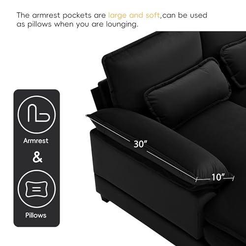 U-Shaped Symmetrical Modular Sectional Sofa Couch Velvet Upholstery Cloud Cushions Deep Seat Sleeper Sofa&Couch W/Wide Chaises and 4 Pillows for Living Room