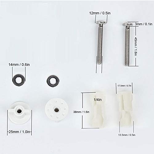 Universal Toilet Seat Bolt and Screw Set, Heavy Duty Toilet Seat Hinge Bolts, Metal and Rubber Washers, Replacement Parts for Top Mount Toilet Seat Hinge