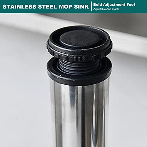 Stainless Steel Commercial Mop Sink Floor-Standing Mop Sink with Drainage Holes And Drainage Pipes, Suitable for Home Hotel Bar