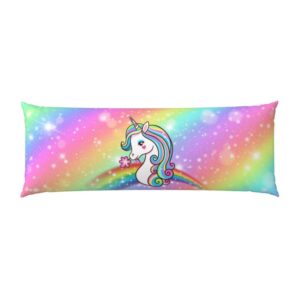 rainbow unicorn body pillowcase for boys girls unicorn cartoon long pillow case protector with zipper decorative ultra soft 20"x54"