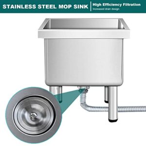 Stainless Steel Commercial Mop Sink Floor-Standing Mop Sink with Drainage Holes And Drainage Pipes, Suitable for Home Hotel Bar