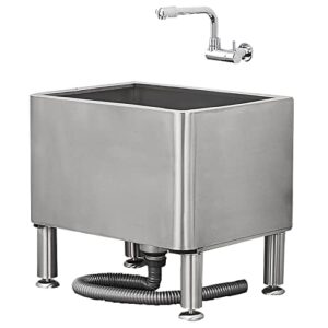 stainless steel commercial sink with faucet, kitchen sink station with deep basin, utility sink for home laundry room garage bar restaurant