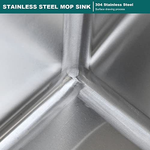 Stainless Steel Commercial Mop Sink Floor-Standing Mop Sink with Drainage Holes And Drainage Pipes, Suitable for Home Hotel Bar