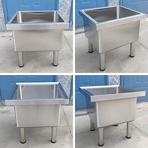 Stainless Steel Mop Sink Floor Mount Mop Service Basin, Commercial Heavy Duty Shop Sink Balcony Utility Sink Wash Station Laundry Tub