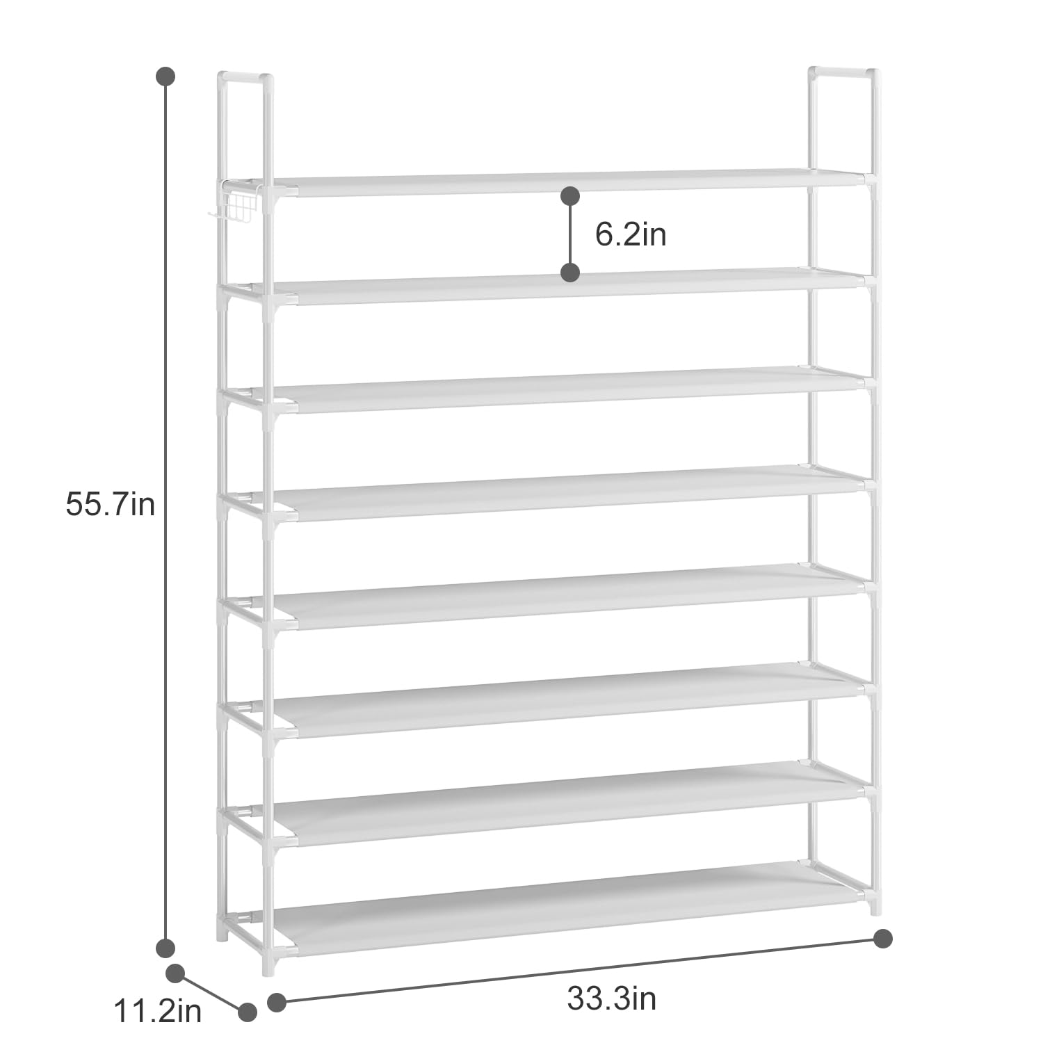 OYREL 8 Tier Shoe Rack Organizer Large Shoe Storage Rack for Closet Entryway Shoe Holder Space Saving Shoe Shelf Shoe Stand Tall Shoe Tower Metal Shoe Rack Holds up to 32-40 Pairs of Shoes